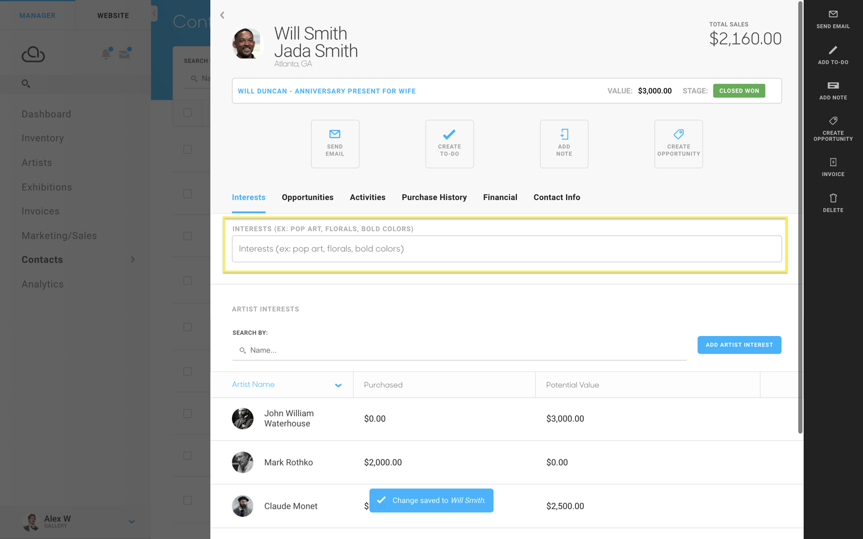 Tracking your Contact's Interests