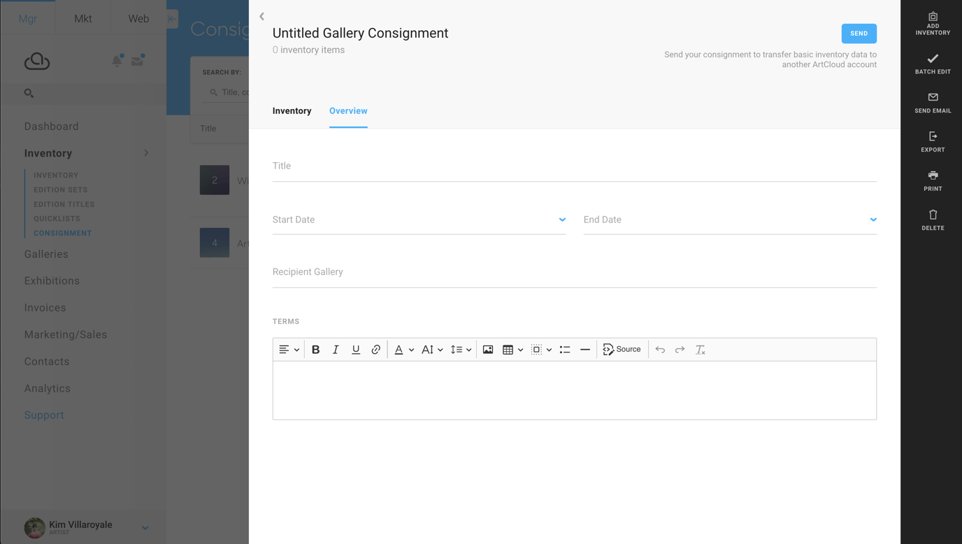 How to Create a Consignment List & send to a Gallery