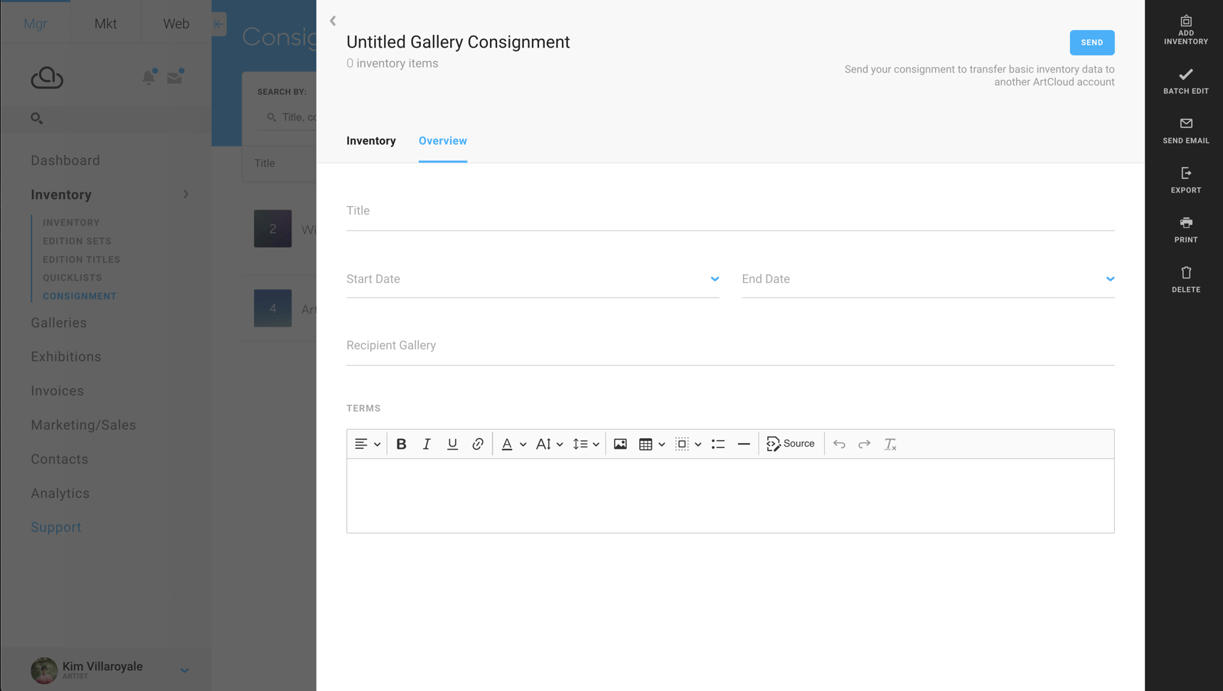 How to Create a Consignment List & send to a Gallery