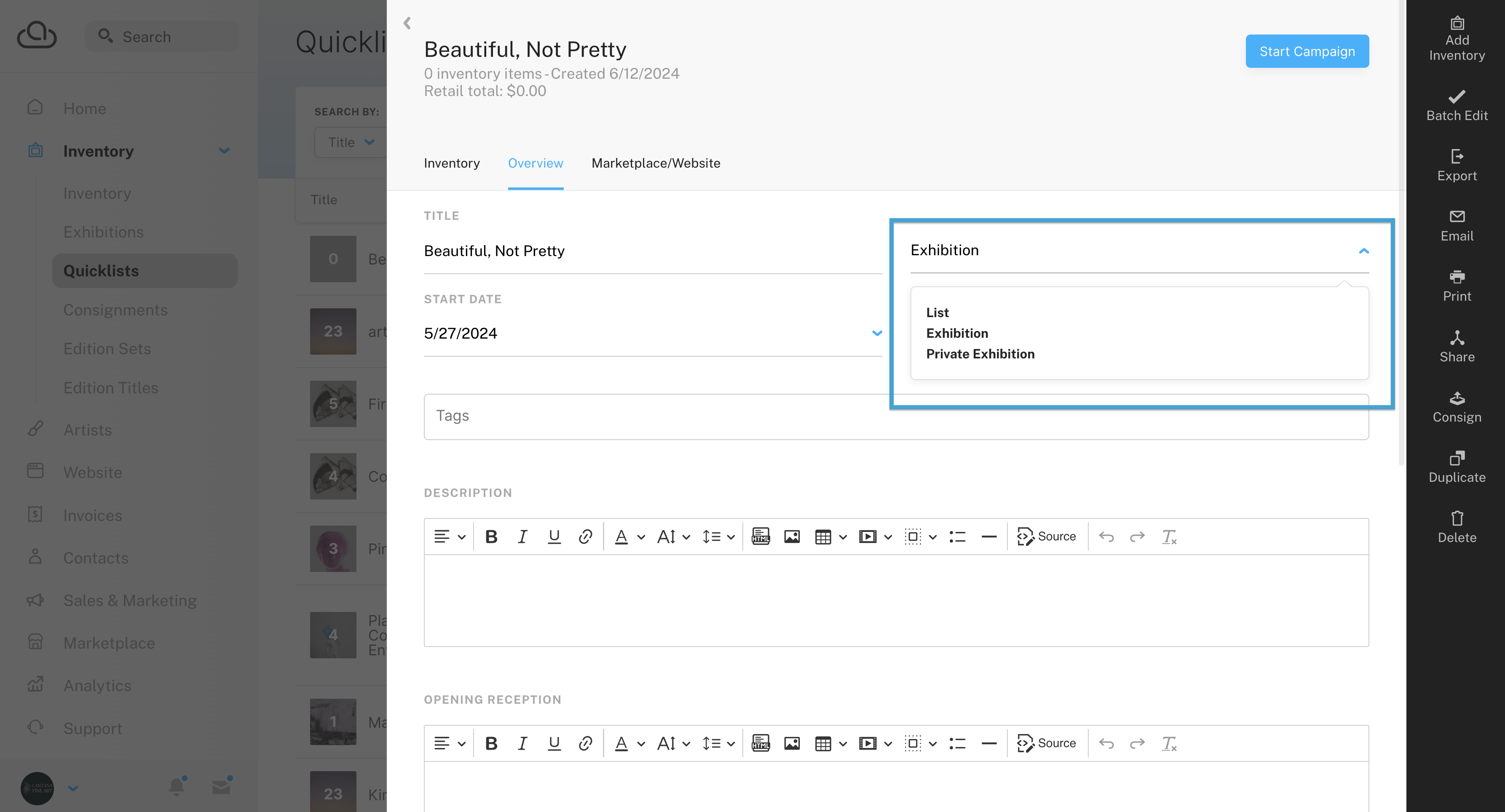 Create an Exhibition