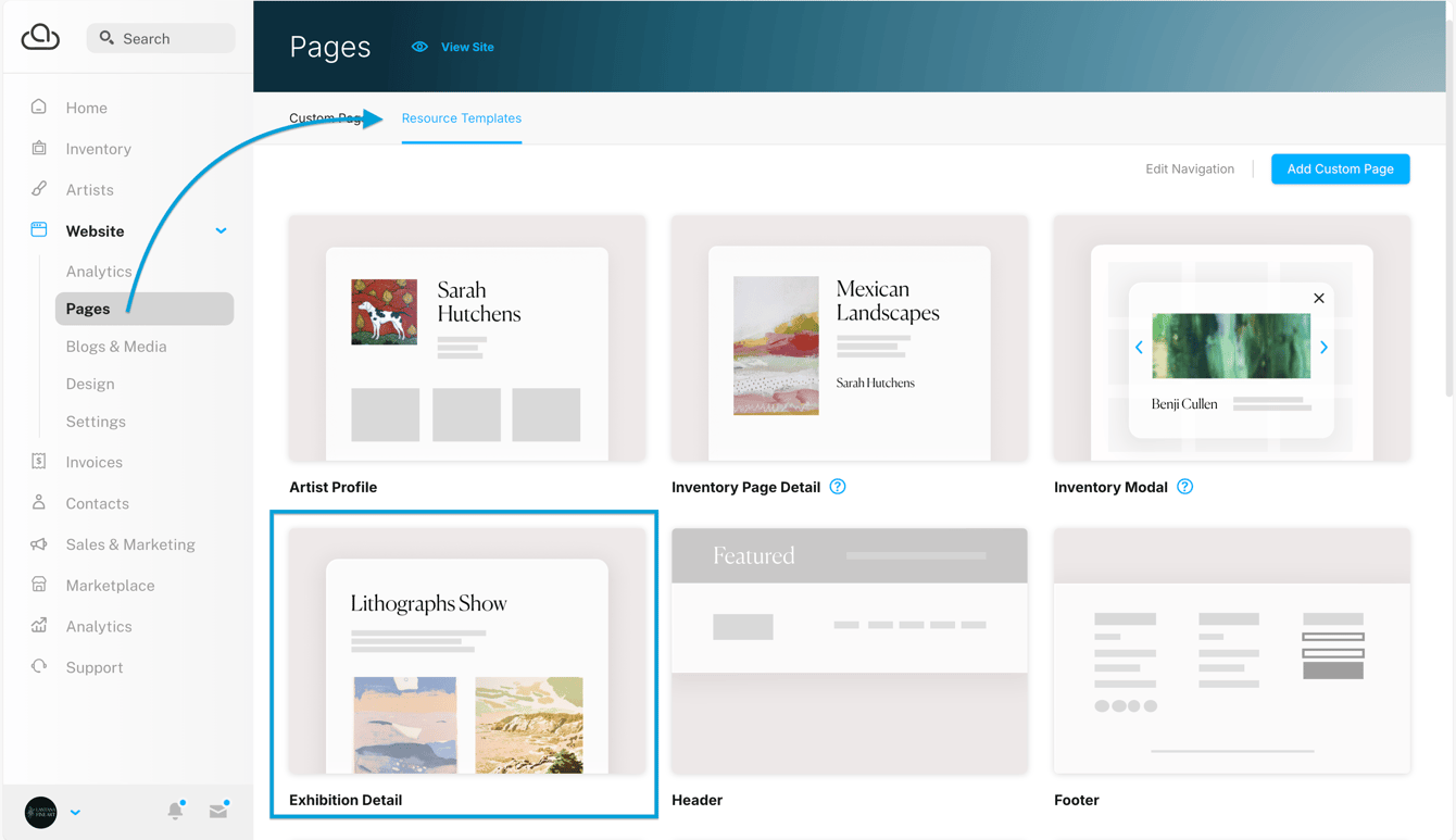 Exhibition Detail Page Template