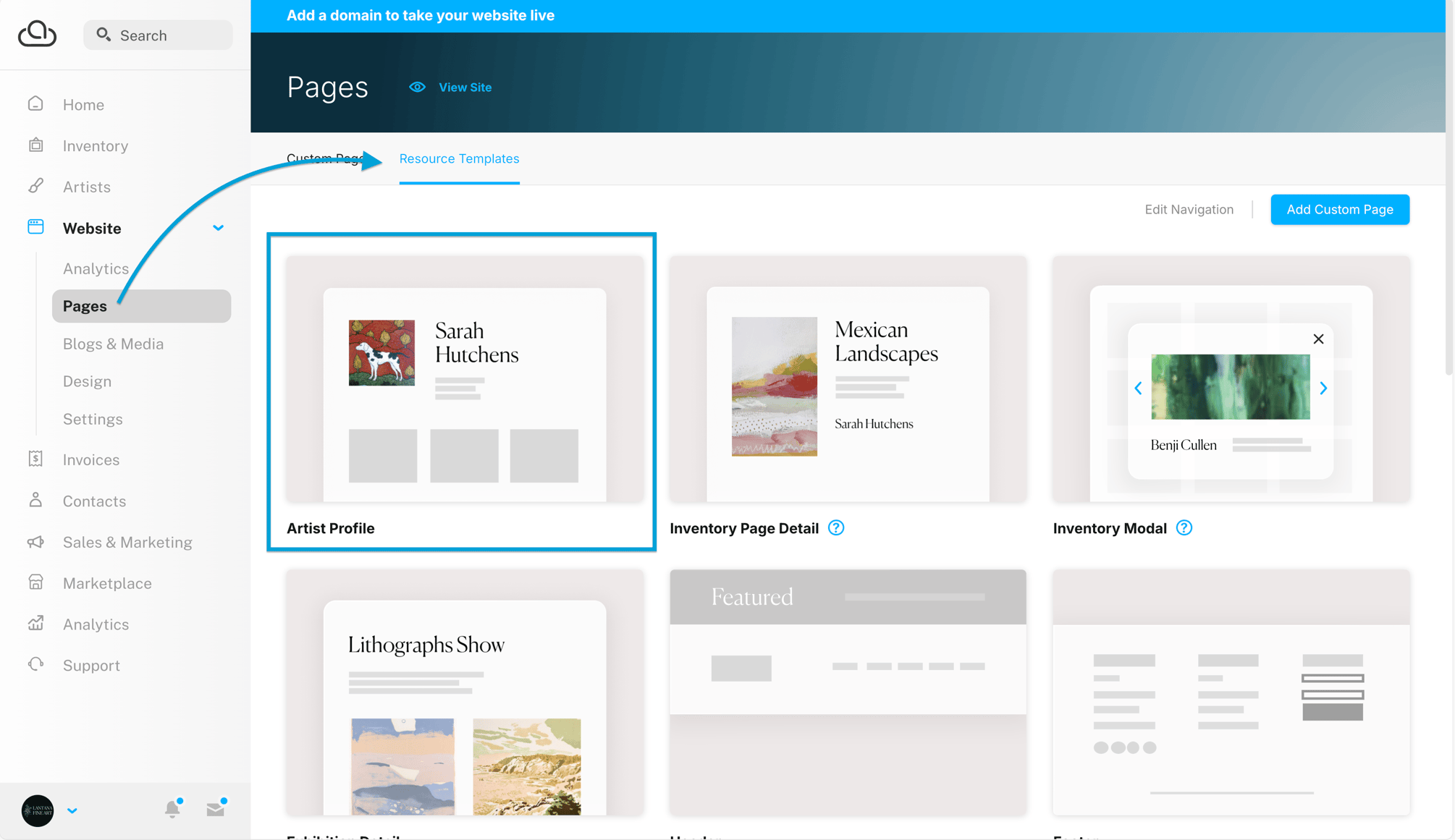 Artist Profile Page Template