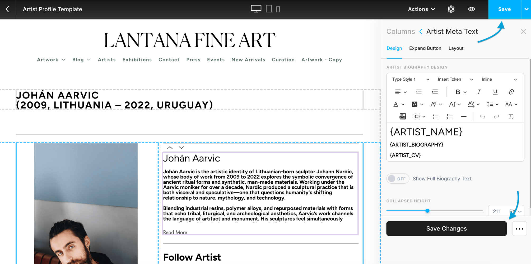 Artist Profile Page Template
