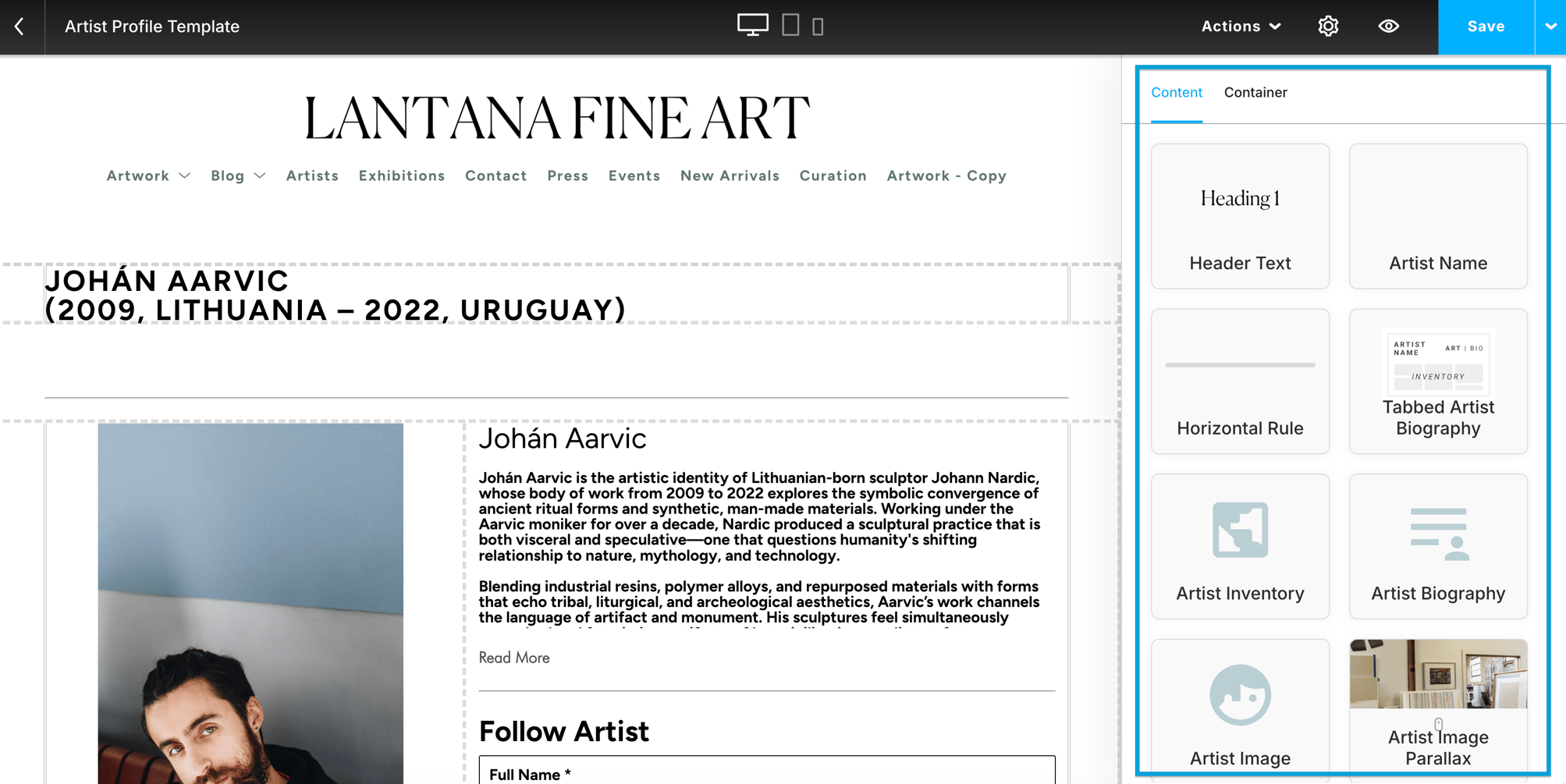 Artist Profile Page Template