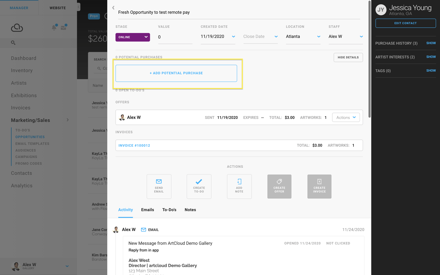 How to add Inventory items to an existing Opportunity - Pro+