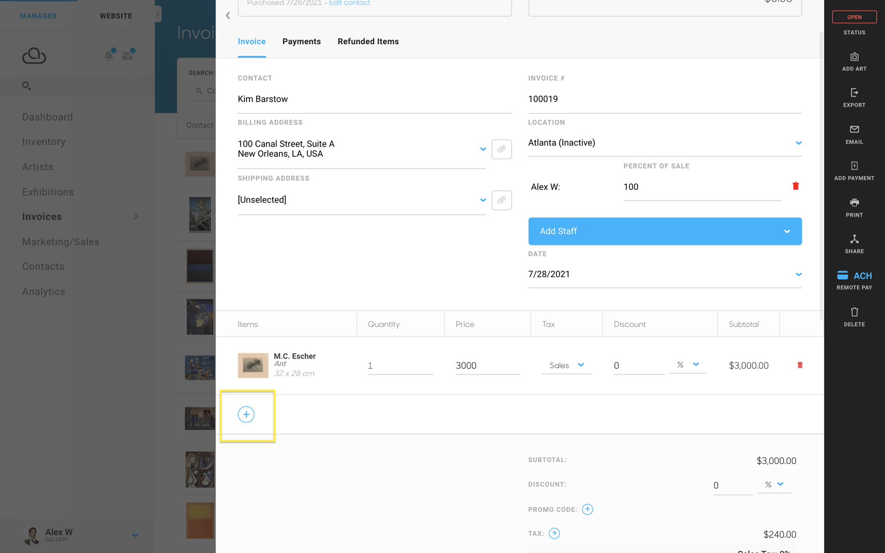 Add services and fees to your invoices